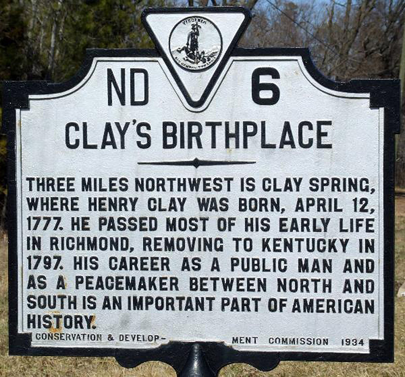 Hanover County Historical Society: Clay's Birthplace Marker